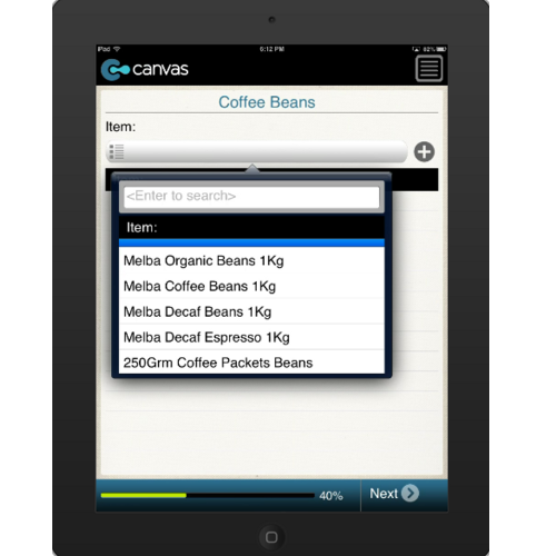 Coffee & Tea Order Form Form Mobile App - iPhone, iPad, Android