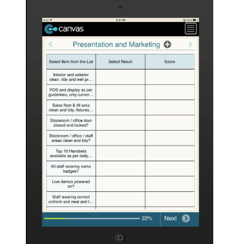 Retail Store Visit Inspection Form Mobile App - iPhone, iPad, Android